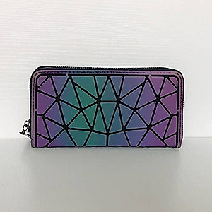 FZChenrry Geometric Long Wallet and Purse Fashion Luminous Lattice Zip Purse Clutch for Women NO.2
