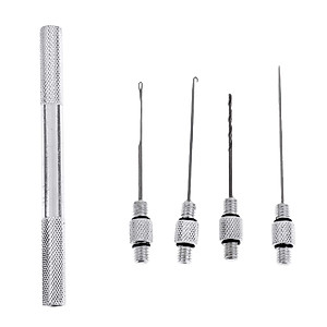 sknsalfew Carp Fishing Rigging Bait Needle Tool Set, 5-in-1 Carp Fishing Tackle Kit, Bait Boilie Drill Stringer Needle with Nonslip Aluminum Alloy Handle