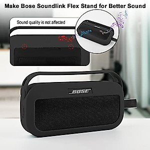 TXesign Silicone Case Cover for Bose SoundLink Flex Bluetooth Portable Speaker Travel Protective Carrying Pouch with Handle Anti-dust Plug for Bose SoundLink Flex (Black)