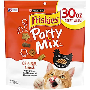 Purina Friskies Made in USA Facilities Cat Treats, Party Mix Original Crunch - 30 oz. Pouch