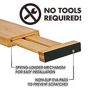 Konood Bamboo Drawer Divider Organizer - Drawer Organizer for Kitchen, Bedroom, Dresser, and Bathroom, Expandable 11.6 - 16.9 Inches, Fits Drawer Width between 12.5 inches to 16.0 inches, Set of 4
