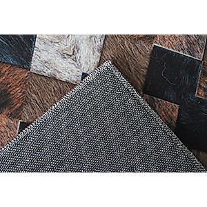 Faux Cowhide Contemporary Area Rug 6x9 Patchwork Heirloom Frescoes Polyester Rug with Cotton-Canvas Backing