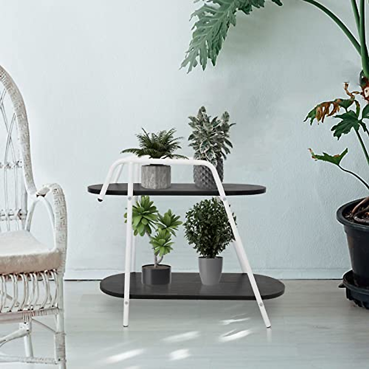 fusehome 2-Tier Tea Side Table, Plant Stand Small End Table Accent Table Living Room Bedroom Balcony Office, Modern Side Table with Storage for Living Room Balcony
