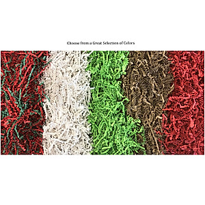 Montplisse Crinkle Cut Paper Shred Filler, Shredded Paper for Gift Baskets, Perfect Festive Basket Filler for Christmas Gifts. 1LB. Brilliant Red & Green Crinkle Paper fills 4 gift boxes.