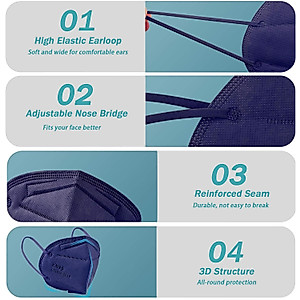 TIZZYT KN95 Face Mask | 50 Pack Disposable Face Mask | 5-Layers Comfortable Masks | KN95 Masks for Adults,Morandi Color