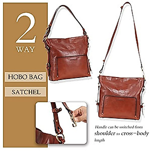 Banuce Vintage Full Grains Italian Leather Hobo Handbags for Women Crossbody Purse Ladies Shoulder Messenger Bag