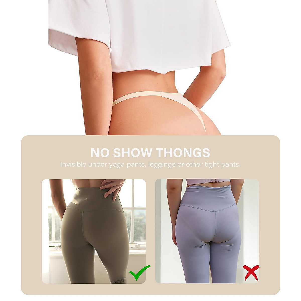 DEANGELMON Seamless G-string Thongs for Women - No Show Thong Underwear Low Rise Stretch Panties Workout Pack (8P1,XL-NEW)