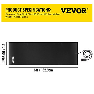 VEVOR, 2ft x Walkway, 120V Ice, PVC Heated 6ft Power Cord, Slip-Proof, Ideal Winter Outdoor Snow Mat, 2'' per Hour Melting Speed, Black