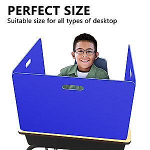 Privacy Shields 2 Pack Blue Durable Easy Carry Plastic Desk Dividers-Easy to Disinfect Classroom Dividers-Portable Divider-Re-usable Privacy Divider