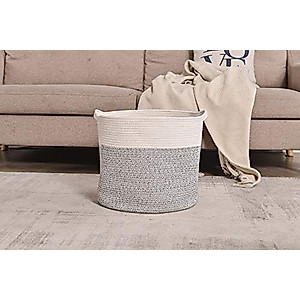 Baskets for Clothes Storage, Large Rope Laundry Basket, Woven Basket for Clothes,Bags,Toys,Towels, Hamper for Laundry, Rope Basket, Blanket Basket, Environmental Protection Material