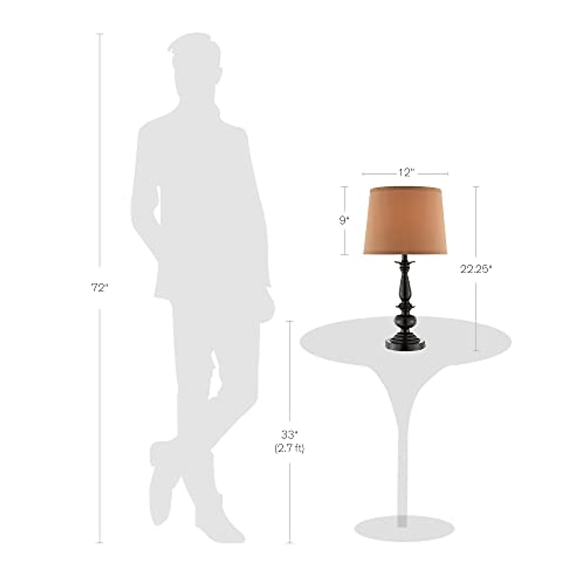 Catalina 18842-002 Traditional 2-Piece Matching Trophy Table Lamp Set with Coffee Silken Shades, 22.25, Classic Oil Rubbed Bronze