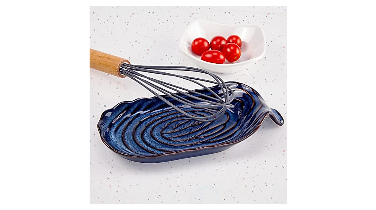 Eisinly Vintage Blue Ceramic Spoon Rest - Elegant & Practical