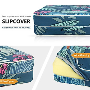 Porch Shield Outdoor Cushion Slipcovers Patio Chair Seat Cushion Covers Set 4 Waterproof Fade Resistant 20 x 18 x 4 inch, Palm Leaf