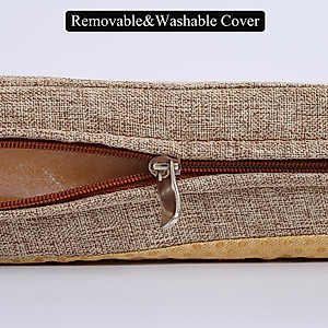 Barpoullar Custom Long Dining Bench Cushion with Ties for Indoor Furniture Non-slip Rectangle Window Seat Cushions 60″x12″ Inch, Khaki