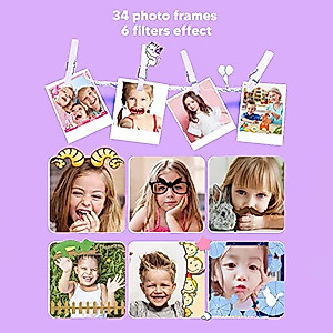 Qinlorgo Kids Digital Camera USB Rechargeable Dual Lens Portable 1080P Selfie Camera Toy with 32G Card for Outdoor Use (Beige)