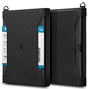 Spigen Passport Card Cover Holder Passport Wallet Travel Documents Organizer Protector Passport Holder Travel Accessories with RFID Blocking Technology SIM Card Pin Included - Black