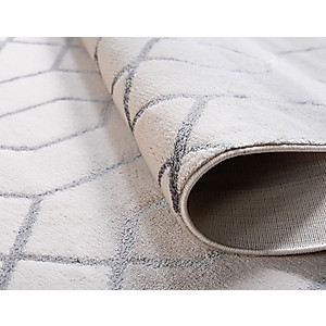 Unique Loom Glam Collection Area Rug - Trellis (3' 3" x 5' 3" Rectangle, White Silver/ Silver)