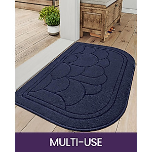 DEXI 2 Pack Kitchen Rugs Mats, Low Profile Inddoor Door Mat, Machine Washable Kitchen Rugs Set, 20"x32"+20"x32", Navy