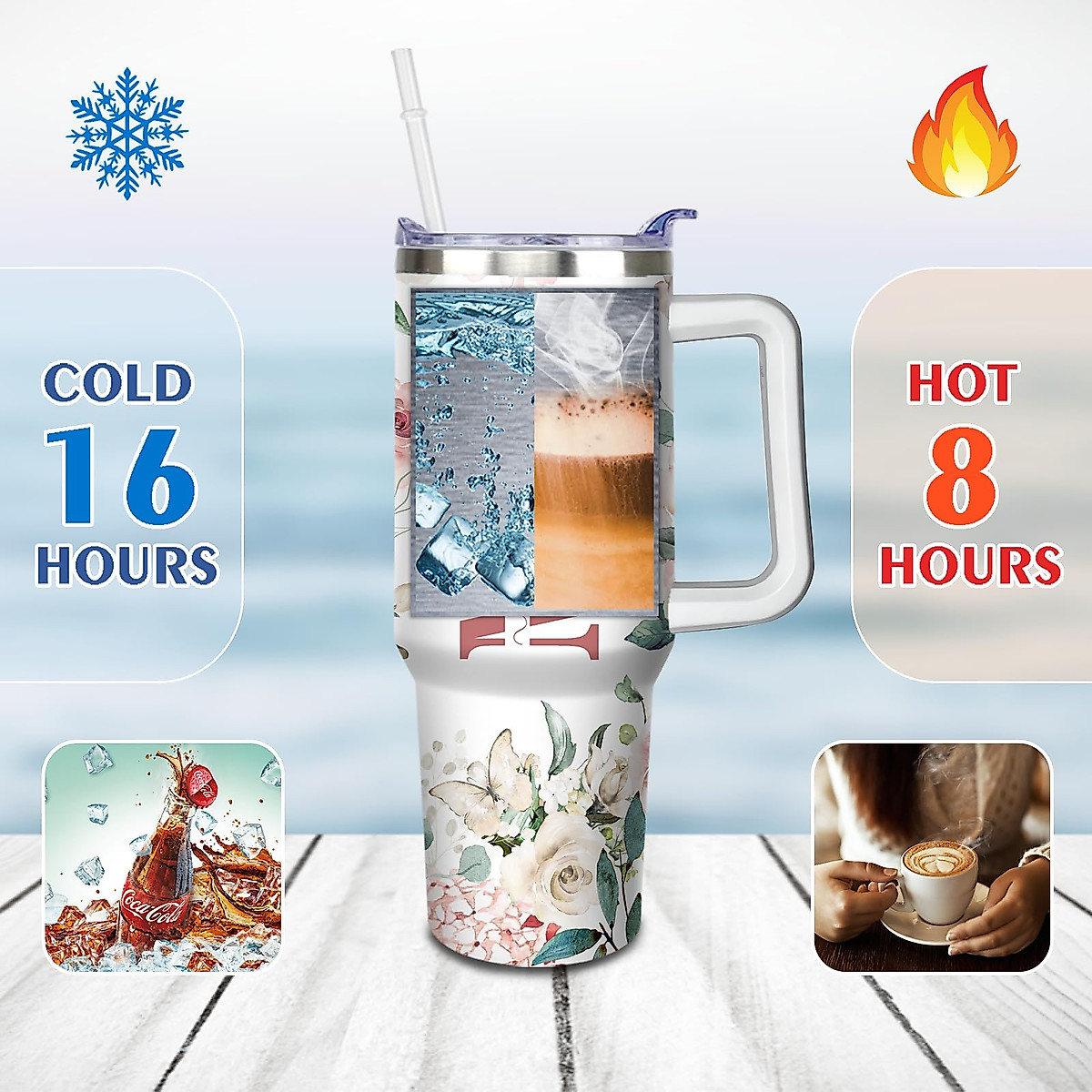 qoepfnsh Gifts for Mimi Grandmother Gift from Grandson Granddaughter on Birthday Mothers Day&Christmas 40 oz Tumblers with Handle and Straw Stainless Steel Insulated Travel Coffee Cup Mug