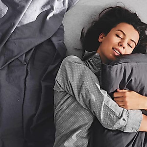 ZonLi 80''x87'' Dark Grey Duvet Cover, Oeko-tex Certified Cotton,King Size Removable Duvet Cover for Weighted Blanket