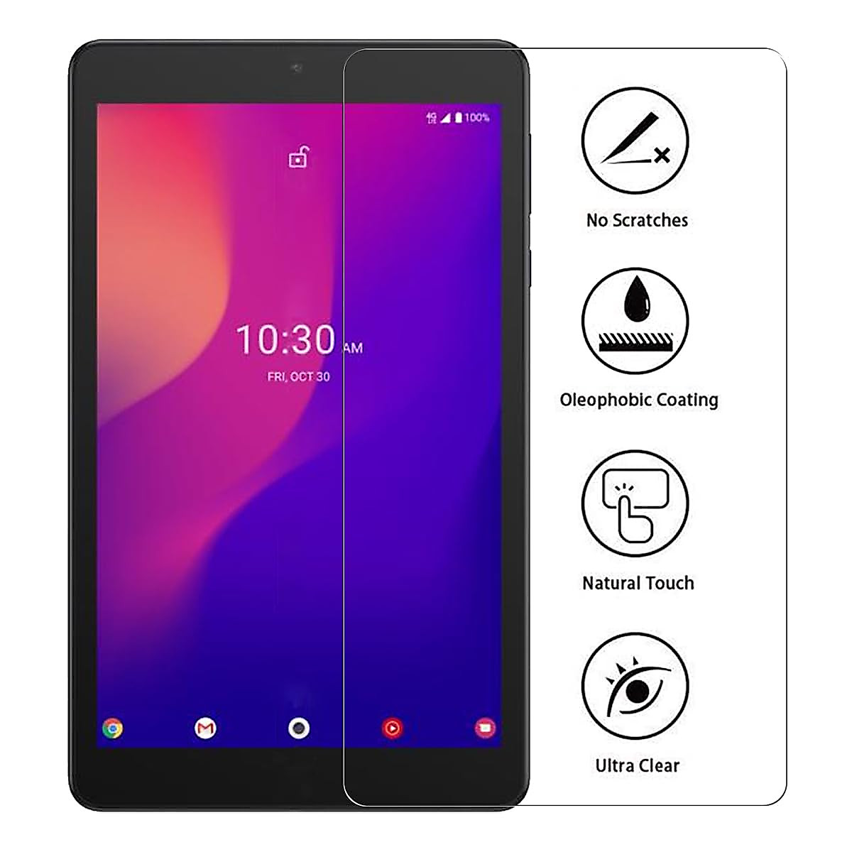 XunyLyee [2 Pack Screen Protector for Alcatel Joy Tab 2, Easy Installation Tempered Glass for Alcatel Joy Tab Kids 2 (8.0 Inch)