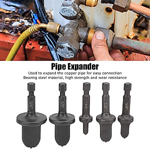 Fafeicy Swaging Tool Drill Bit Set, 5Pcs Tube Expander Hex Handle Bearing Steel Air Conditioning Copper Pipe Extension Tool, Expander