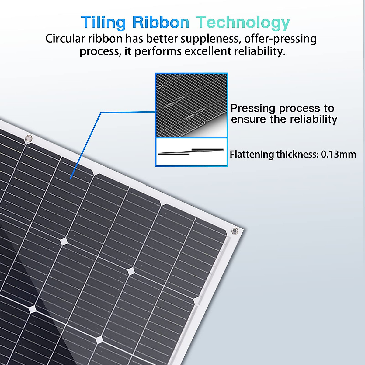 Flexible Solar Panel 100W/12V, Monocrystalline Solar Panels, 23% High Convert, IP68 Waterproof and Lightweight Off-Grid Solar Power System Charger for Marine Camping RV Cabin Van Car Uneven Surfaces
