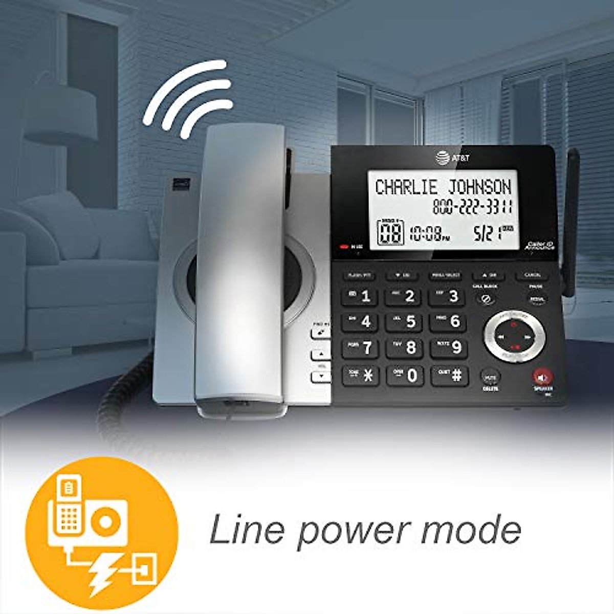 AT&T CL84307 Dect 6.0 Expandable Corded/Cordless Phone with Smart Call Blocker, Silver/Black with 3 Handsets