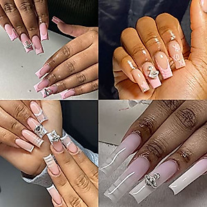 20PCS Nail Art Charms White Pink Planet 3D Shiny Nail Supplies with Rhinestones Saturn Shape Nail Accessories for Women DIY Design Nail Gem Crystals Jewelry Decoration