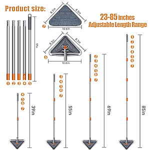 85Inch Wall Cleaner with Long Handle, Baseboard Wall Cleaner Mop 360° Rotatable Wall Washer Cleaner Tool with Adjustable Handle, Microfiber Dust Mop for Floor/Ceiling, Car Wash Brush with Long Handle