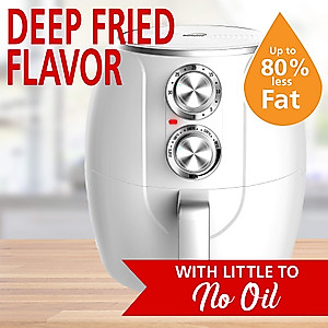 Brentwood 3.2-Quart Small Electric Air Fryer, Timer & Temp. Control (white, silver), Normal, AF-300W