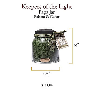 A Cheerful Giver - Balsam & Cedar - 34oz Papa Scented Candle Jar with Lid - Keepers of The Light - 155 Hours of Burn Time, Gift for Women, Green