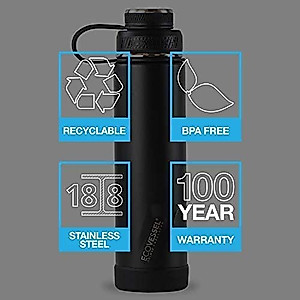 EcoVessel Stainless Steel Water Bottle with Insulated Dual Lid, Insulated Water Bottle with Strainer and Silicone Bottle Bumper, Coffee Mug – 24oz (Wild Magenta)