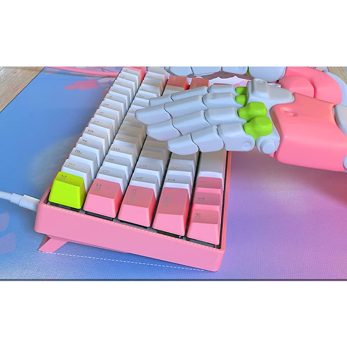 BOYI 60% Mechanical Gaming Keyboard,BOYI 61 Mini RGB Cherry Switch PBT Keycap 60% RGB Mechanical Gaming Keyboard(Pink Color, Cherry Blue Switch)
