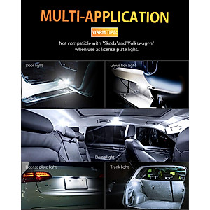 OXILAM 194 LED Bulbs, Widely Used as Car Truck Interior Dome Map Door Courtesy Marker License Plate Lights, 6000K White with High Power Chipsets for T10 168 2825 LED Bulbs Replacement (10 PCS)