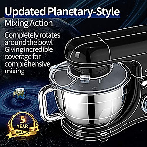 All-Metal COOKLEE Stand Mixer,6.5Qt Kitchen Electric Mixer with Dishwasher-Safe Dough Hooks, Flat Beaters, Whisk & Pouring Shield Attachments for Most Home Cooks, Bright Black