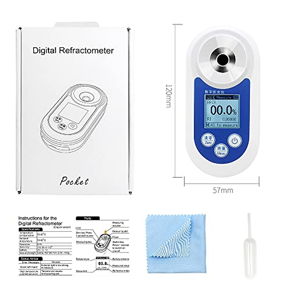 Lnicez Instruments Digital Brix Refractometer, Range 0-55%