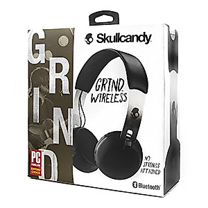 Skullcandy Grind Bluetooth Wireless On-Ear Headphones with Built-In Mic and Remote, Black/Chrome
