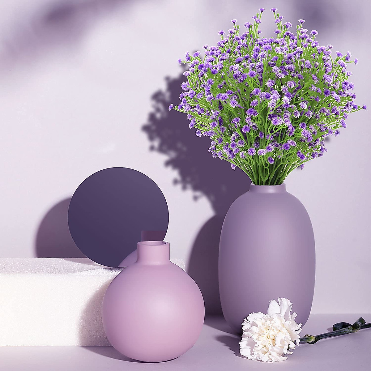 FONBAY 7 PCS Babys Breath Fake Flowers, Artificial Gypsophila for Wedding Party Decoration Bouquets DIY Flower Arrangement Home Decor Garden (Purple)