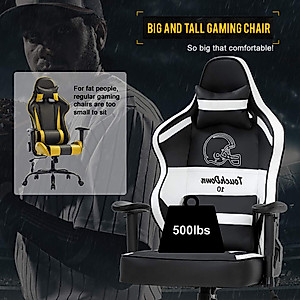 PC Gaming Chair Big and Tall Office Chair, 500LBS Wide Seat Desk Chair with Lumbar Support Headrest 2D Arms Task Swivel Ergonomic PU Adjustable Massage Bed, Adjustable Best Home Office Chair - Black