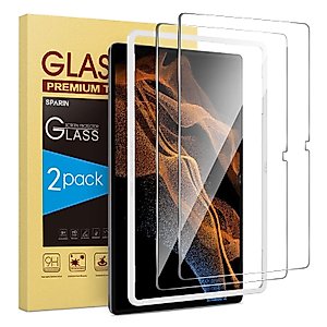 SPARIN [2 Pack Tempered Glass Screen Protector for Samsung Galaxy Tab S9 Ultra/S8 Ultra 14.6 Inch 2023/2022 with Alignment Tool, 9 Hardness HD Anti-Scratch/Case Friendly