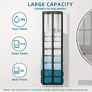Susswiff Towel Racks for Bathroom, Towel Storage Wall Mounted, Rolled or Folded Towel Holder with 3 Bars, Sturdy and Large Capacity, Matte Black, Suitable for Bathe Towels and Hand Towels