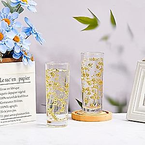 24 Pcs Artificial Pearl String for Floating Candle Faux Pearls Beads String Pearl Party Garland Decoration for Vases Filler Wedding Centerpiece Christmas Party Decor (Gold)