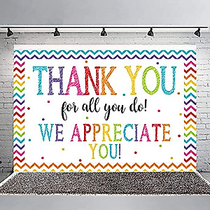 Ticuenicoa 5×3ft Thank You Banner Thank You for All You Do Backdrop We Appreciate You Graduation Background for Photography Thanks Party Decorations Appreciation Banner Retirement Photo Booth Props