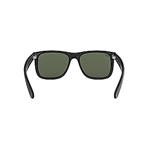 Ray-Ban RB4165 Justin Rectangular Sunglasses, Black/Dark Green, 55 mm