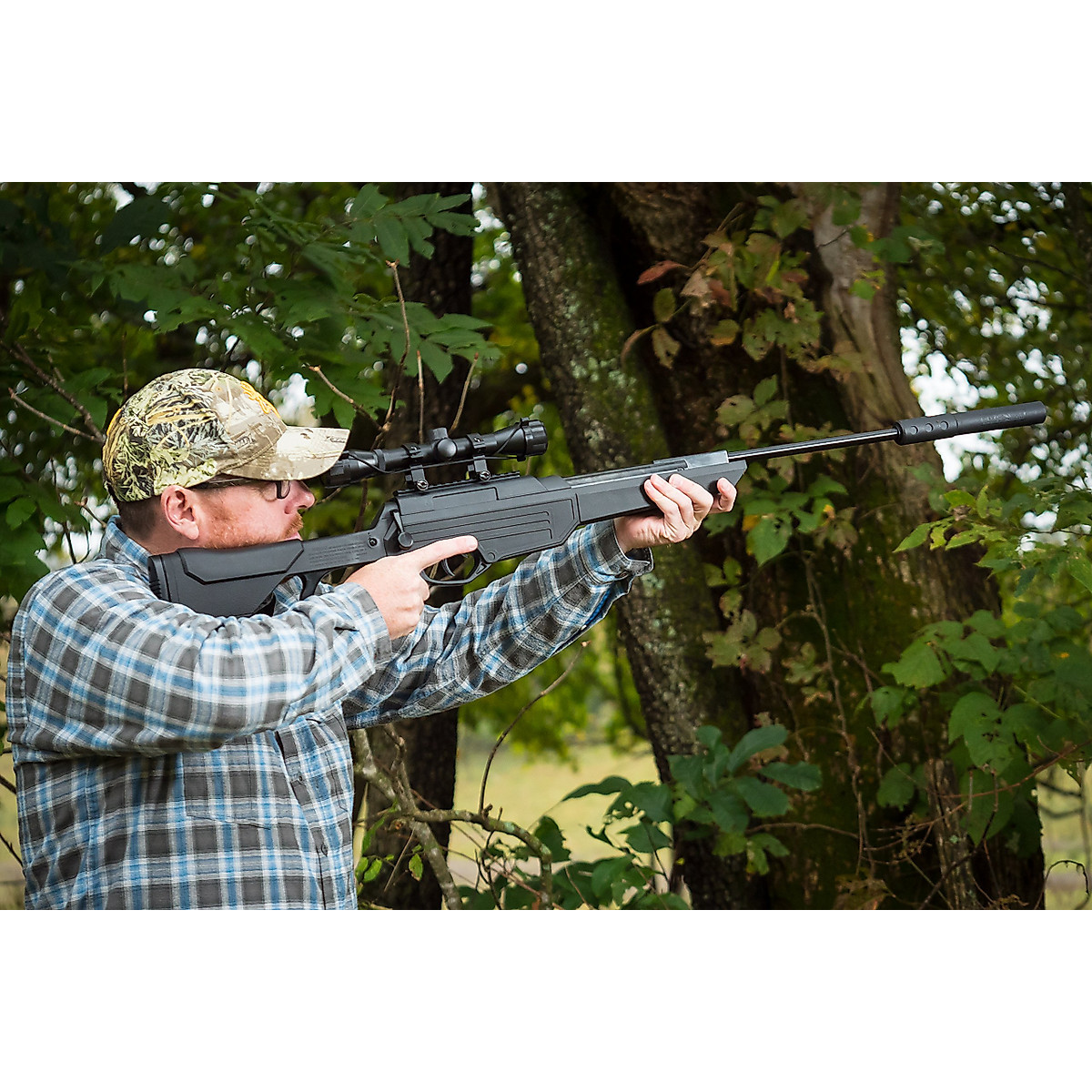 Barra Pellet Guns for Adults - Air Rifle for Hunting, Scope Included, Fires .177 Caliber Pellets, Break Barrel Spring Piston (Black TPR 1300 FPS)