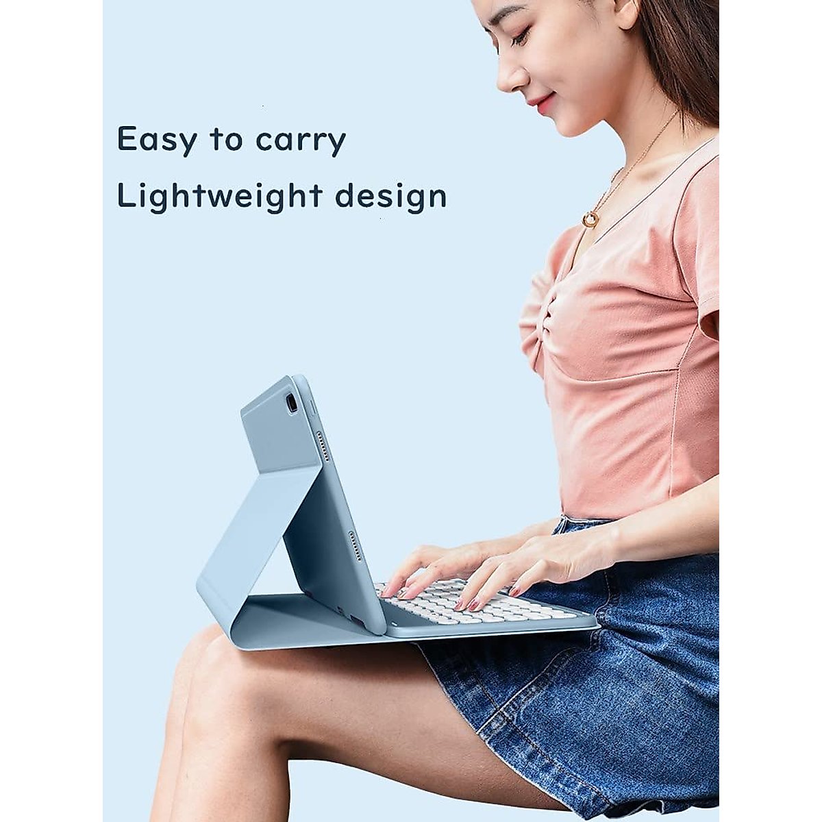 HENGHUI Keyboard Case for Galaxy Tab S6 Lite 10.4 inch Keyboard Case Cute Round Key Color Keyboard Wireless Detachable BT Keyboard Cover with S Pen Holder (Pink)