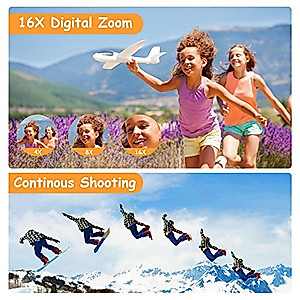 Kids Digital Camera, FHD 1080P Compact Camera 48MP Autofocus 16X Digital Zoom Portable Camera for Boys, Girls,Children,Teenagers,Beginners (with 32GB SD Card and 2 Battery)