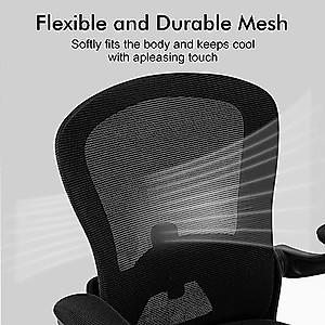 Apusen Ergonomic Home Office Desk Chairs Comfy Computer Gaming Chairs Mesh Arm Swivel Chairs of Adults for Home Office Bedroom(Black)