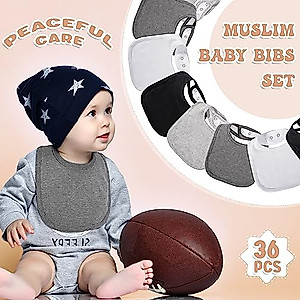 Hercicy 36 Pcs Baby Bibs Waterproof Cotton Drool Bibs Soft Absorbent Baby Bandana Bibs Unisex Cotton Bibs with Adjustable Snap for Baby Boys and Girls Feeding, Drooling and Teething, 4 Colors